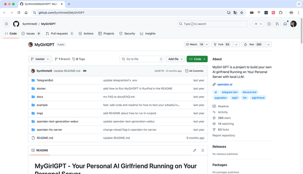 好用的 GitHub 开源 AI 虚拟女友项目